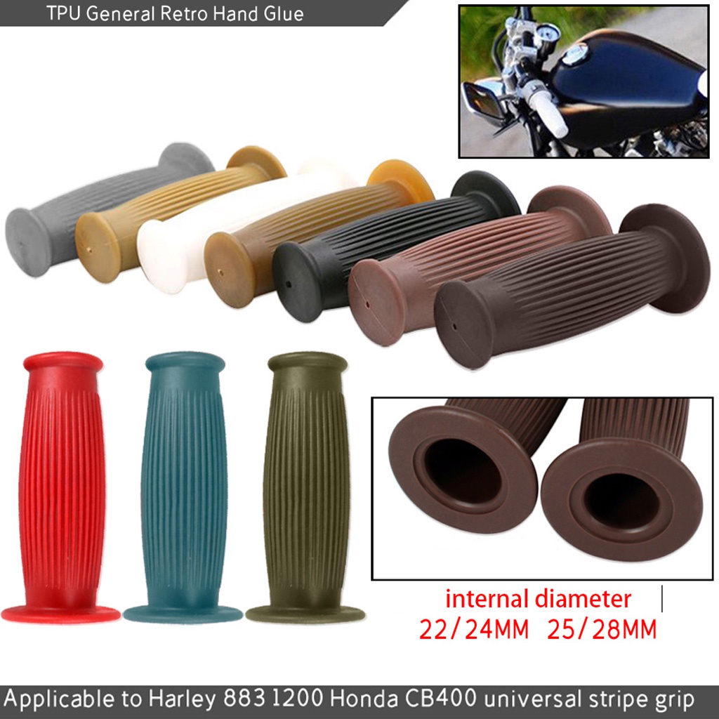 Thssia 22/24MM Motorcycle Black Rubber Handlebar Hand Grip Cafe Racer ...