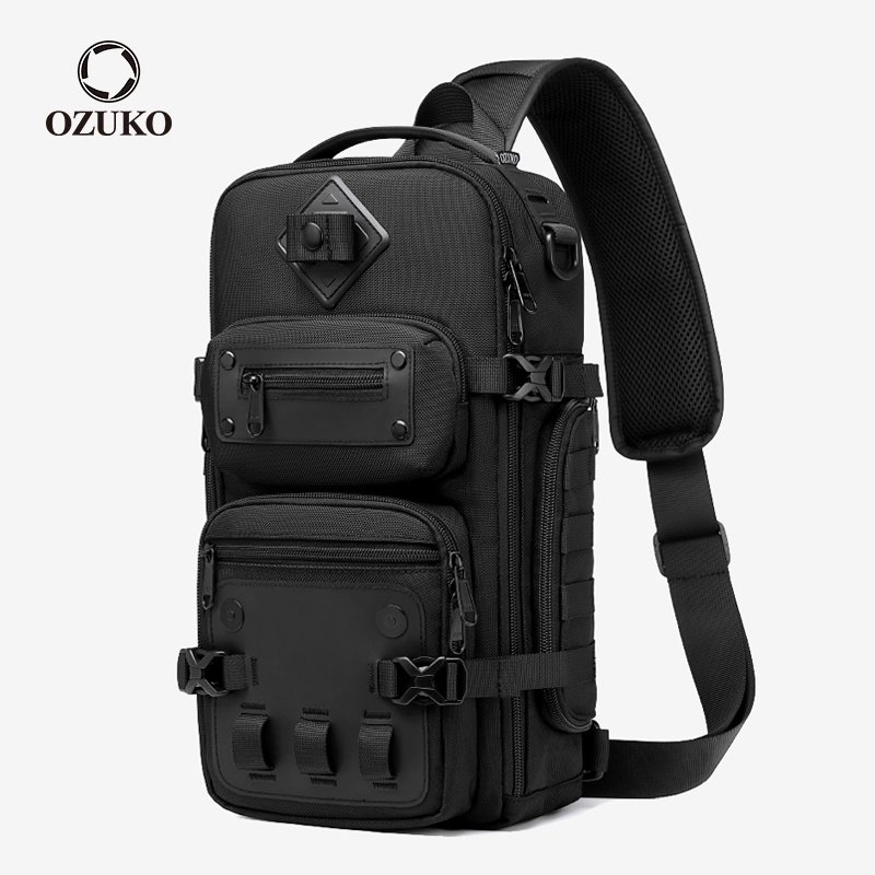 OZUKO Large Capacity Waterproof Men Chest Bag Outdoor Sports Shoulder ...