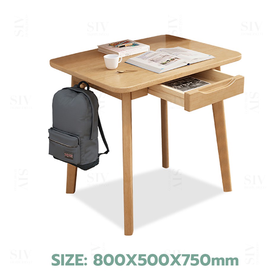 Solid Wood Computer Desk Brown Study Desk Home Office Work Desk With ...