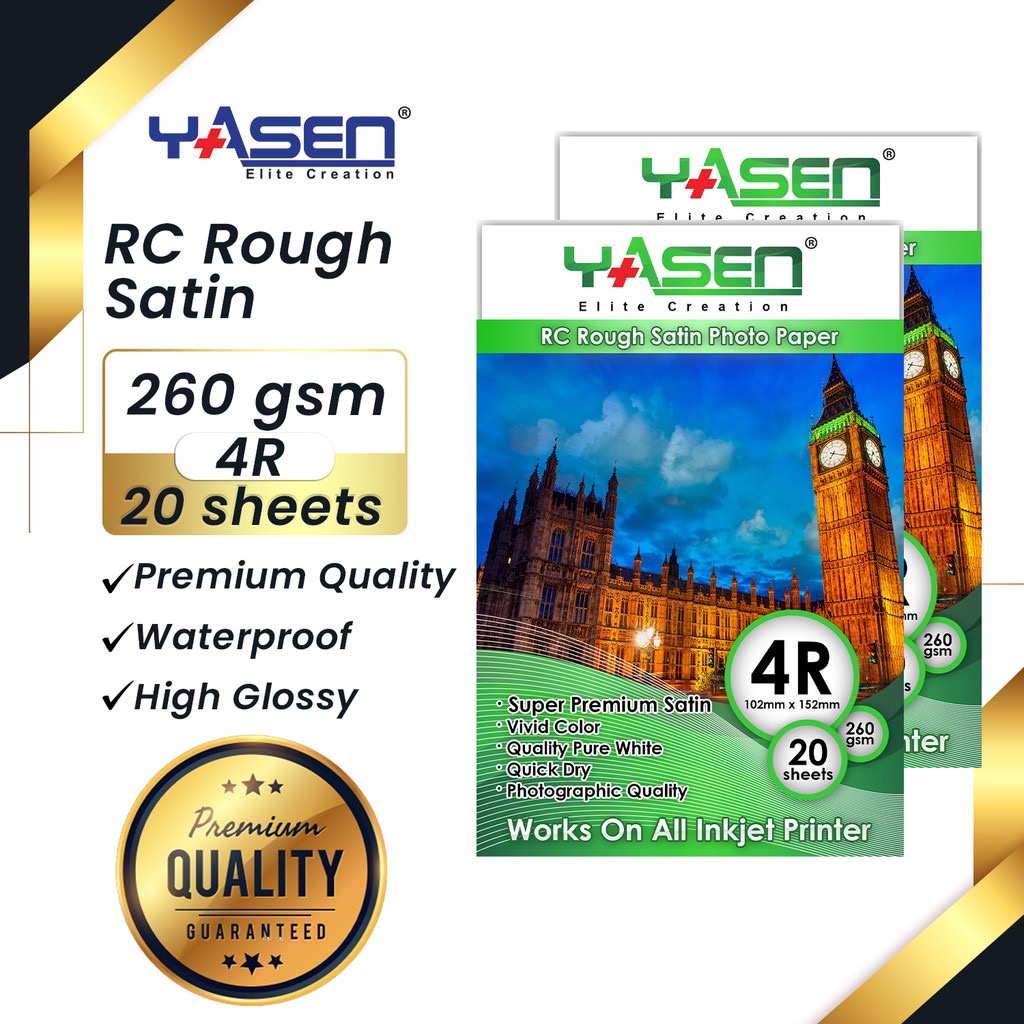 Yasen 4R RC Rough Satin Photo paper 260GSM（102mmx152mm) | Shopee ...
