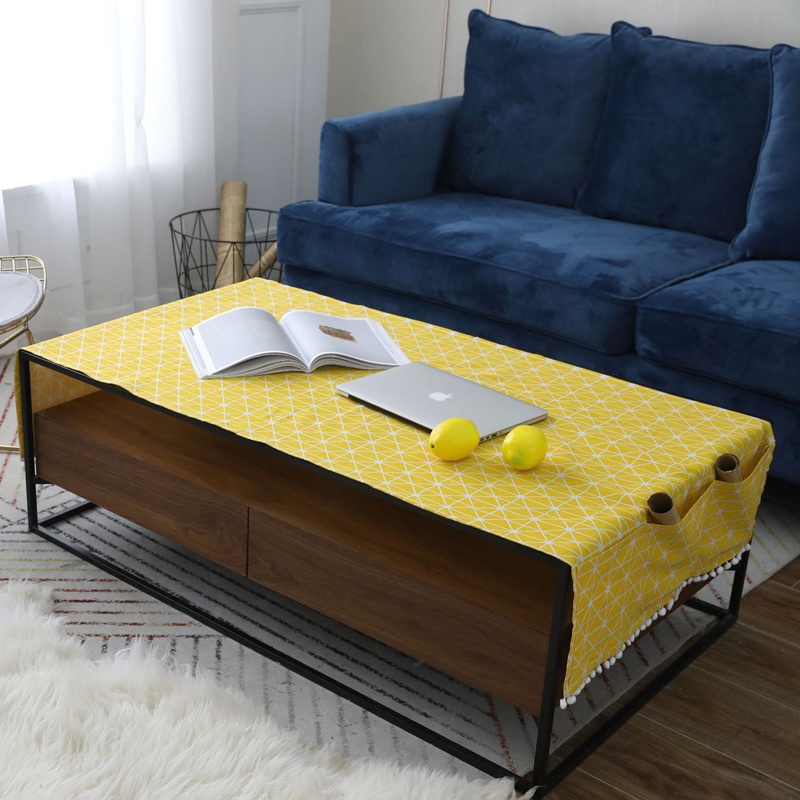 Checkerboard Leaf Cotton Linen Coffee Table Dust Cover Home Oven Top ...