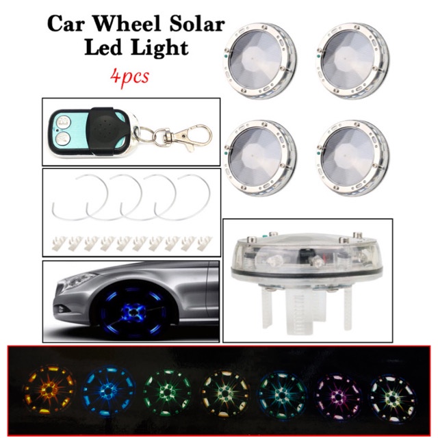 CPO 4 Pcs Universal Hub Light Car Tire Wheel Lights Solar Energy Wheel ...