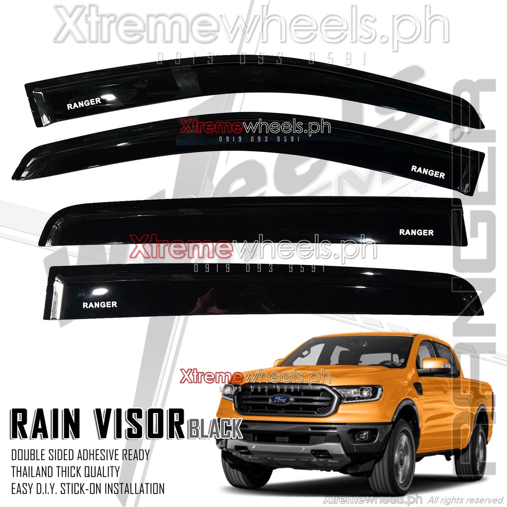 Ford Ranger 2016 to 2025 Thick Slim Thailand Made Window Rain Visor ...