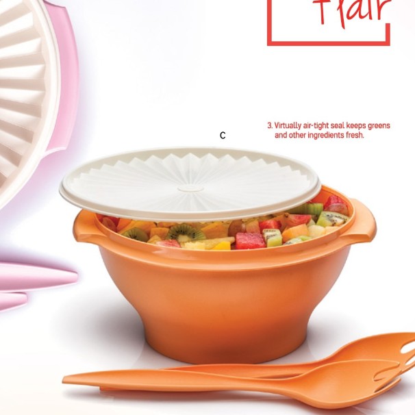 3.5L Tupperware large salad bowl w/forks servingware food storage food ...