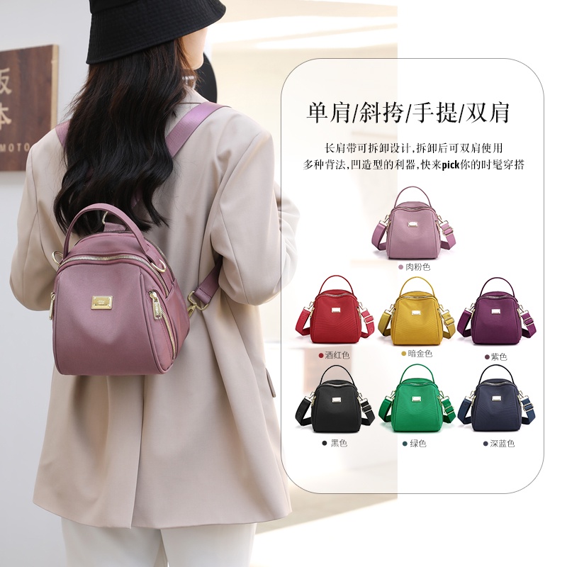 Oxford Cloth Backpack Women's Summer Small Light Canvas Three-Purpose ...