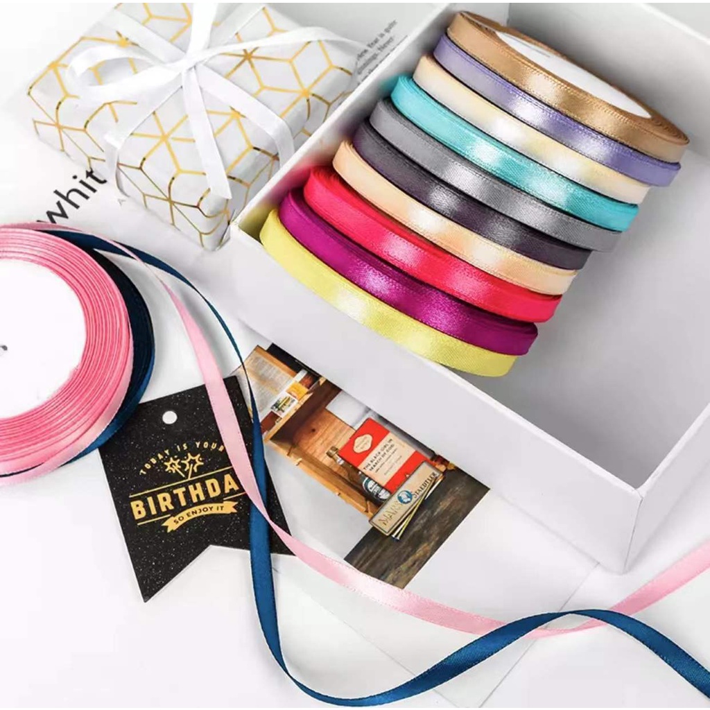 (1Roll 50 yards) HALF INCH SATIN DOUBLE EDGE RIBBON | Shopee Philippines