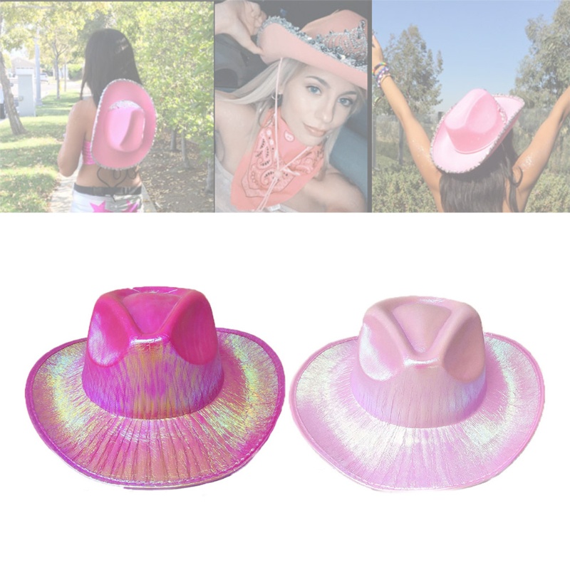 blg Cowgirl Hat Felt Princess Hat With Holographic Glitter for Dress-Up ...