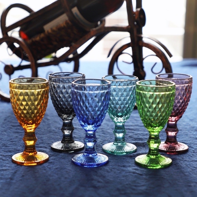 Modern Embossed Crystal Diamond Pattern Goblet Glassware Water Goblet ...