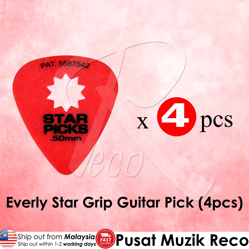 Everly Star Grip Guitar Pick with Star Shaped Cutout 0.5mm 0.6mm 【4pcs ...