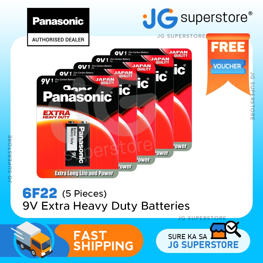 Panasonic 6F22NPT/1B Extra Heavy Duty 9V 6F22 Battery 9V (PACK OF 5) | JG Superstore | Shopee ...