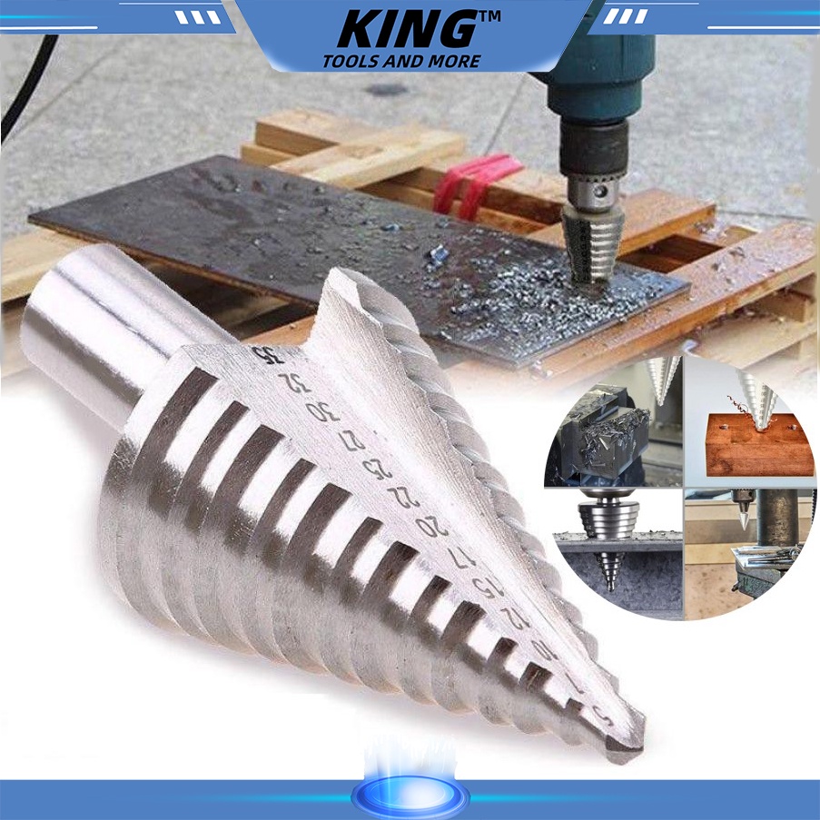 5-35mm HSS Large Cobalt Hole Titanium Cone Step Drill Bit Tools Spiral Grooved Drill | Shopee ...