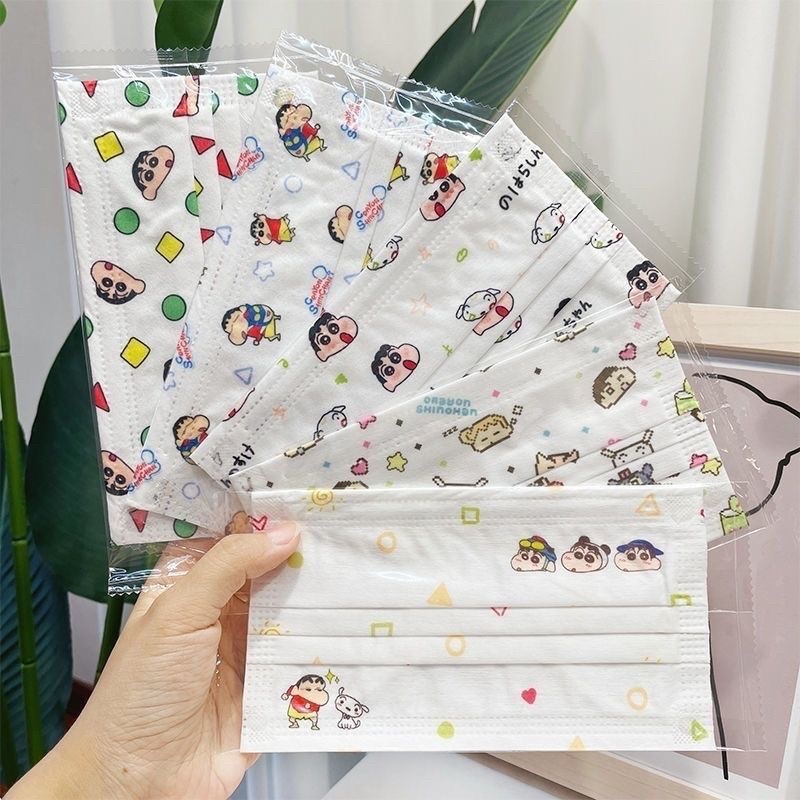 Cartoon Crayon Shin-Chan Mask Disposable 3-layer Mask Adult Blue White ...