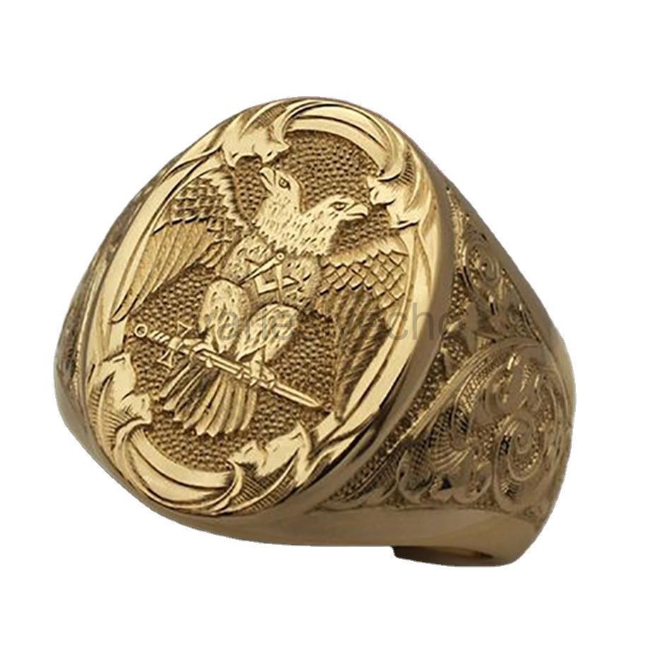 Two Headed Eagle Bird Men Ring, Women Boho Oxidize Ring, Heavy Wedding ...