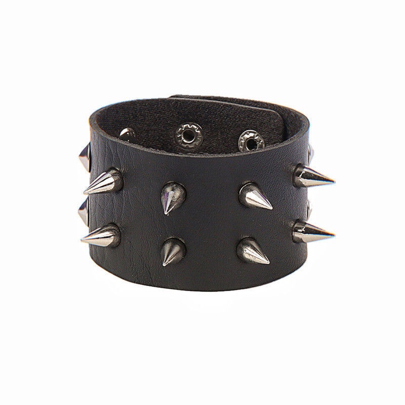 2022 New Skull Gothic Unisex Women Punk One-row Spike Rivet Bracelet ...