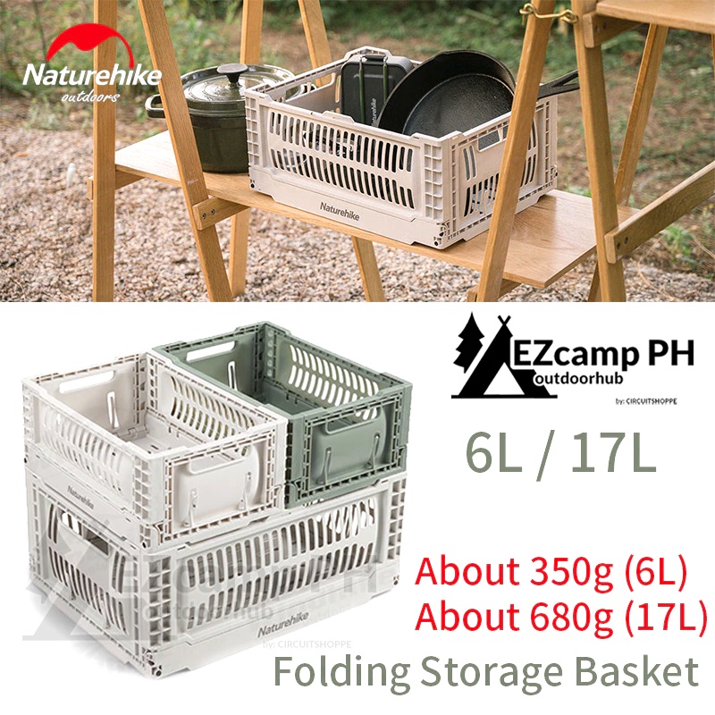 Naturehike 6L 17L PP Plastic Storage Basket Box Collapsible Stackable ...