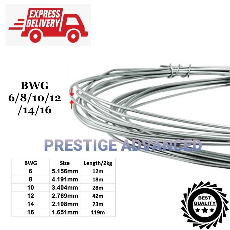 2kg GI Galvanized Wire Steel Ikat Tie Fence Outdoor BWG 6 8 10 12 14 16 Dawai Besi | Shopee ...