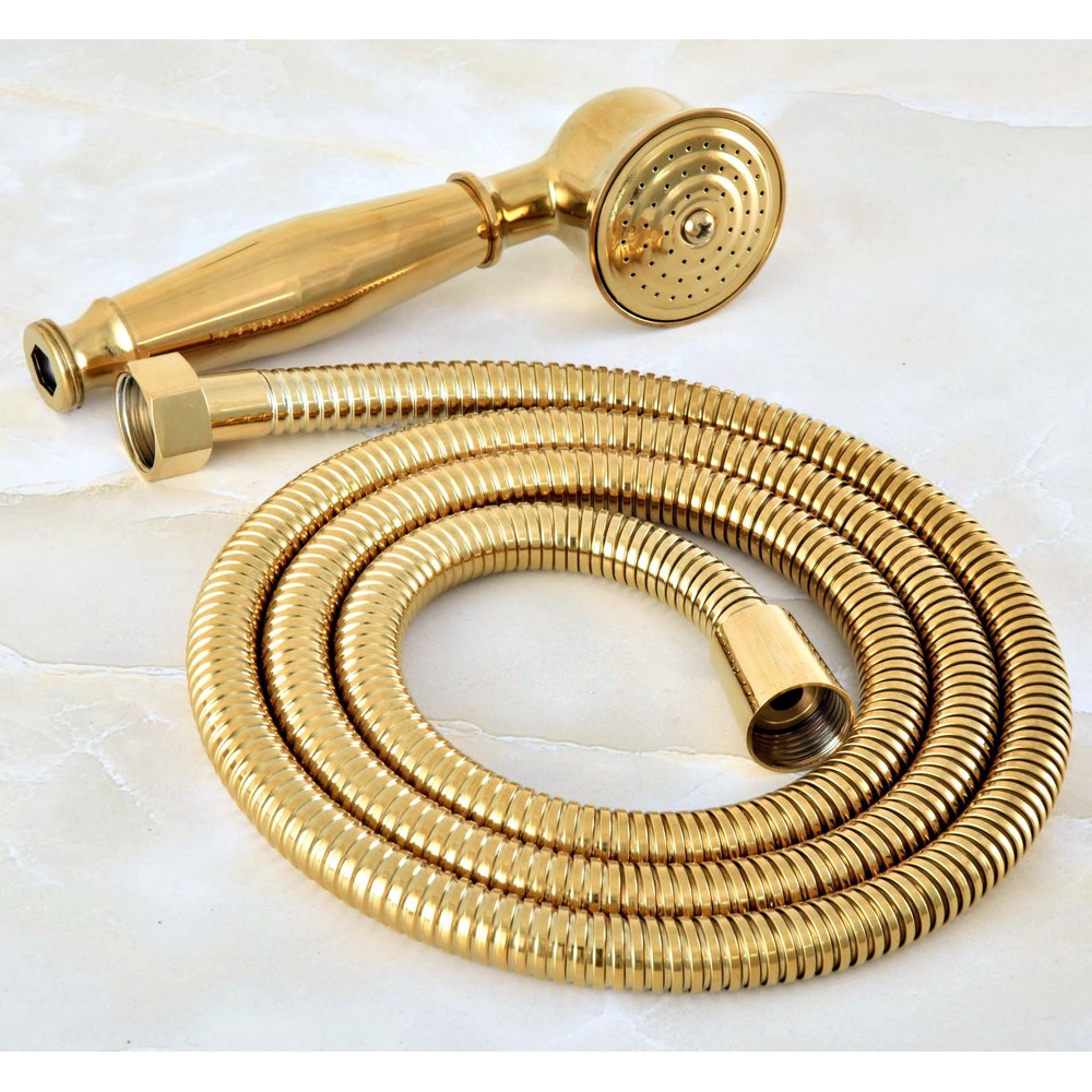 Gold Color Brass Telephone Style Bathroom Shower Head Water Saving Hand ...