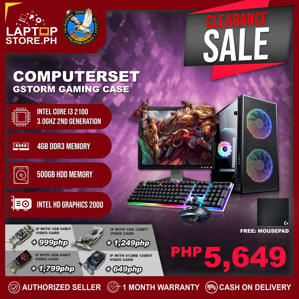 Computer Set Gstorm Gaming Case Core i3 2100 3.0ghz - 4gb 500gb HDD ...