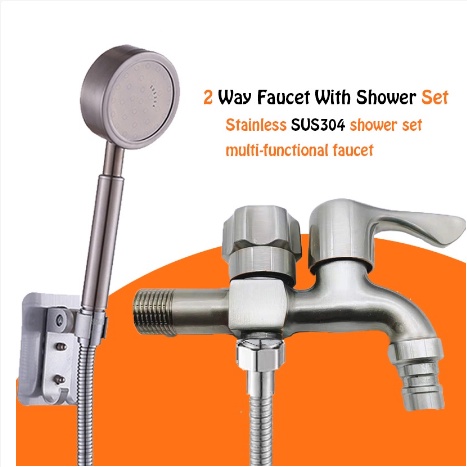 (One Year Warranty) Shower Set with Faucet Two Faucets 304 Stainless ...