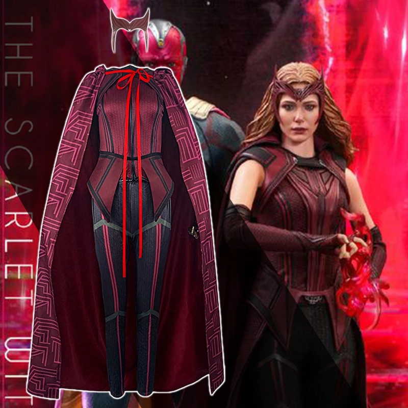 Wanda Vision - Scarlet Witch Cosplay Costume Set Tops Pants Cloak Women ...