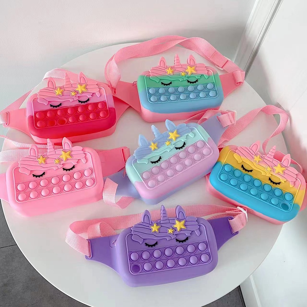 pop it bag for kids Large Pop It Fidget pop it unicorn waist bag chest ...