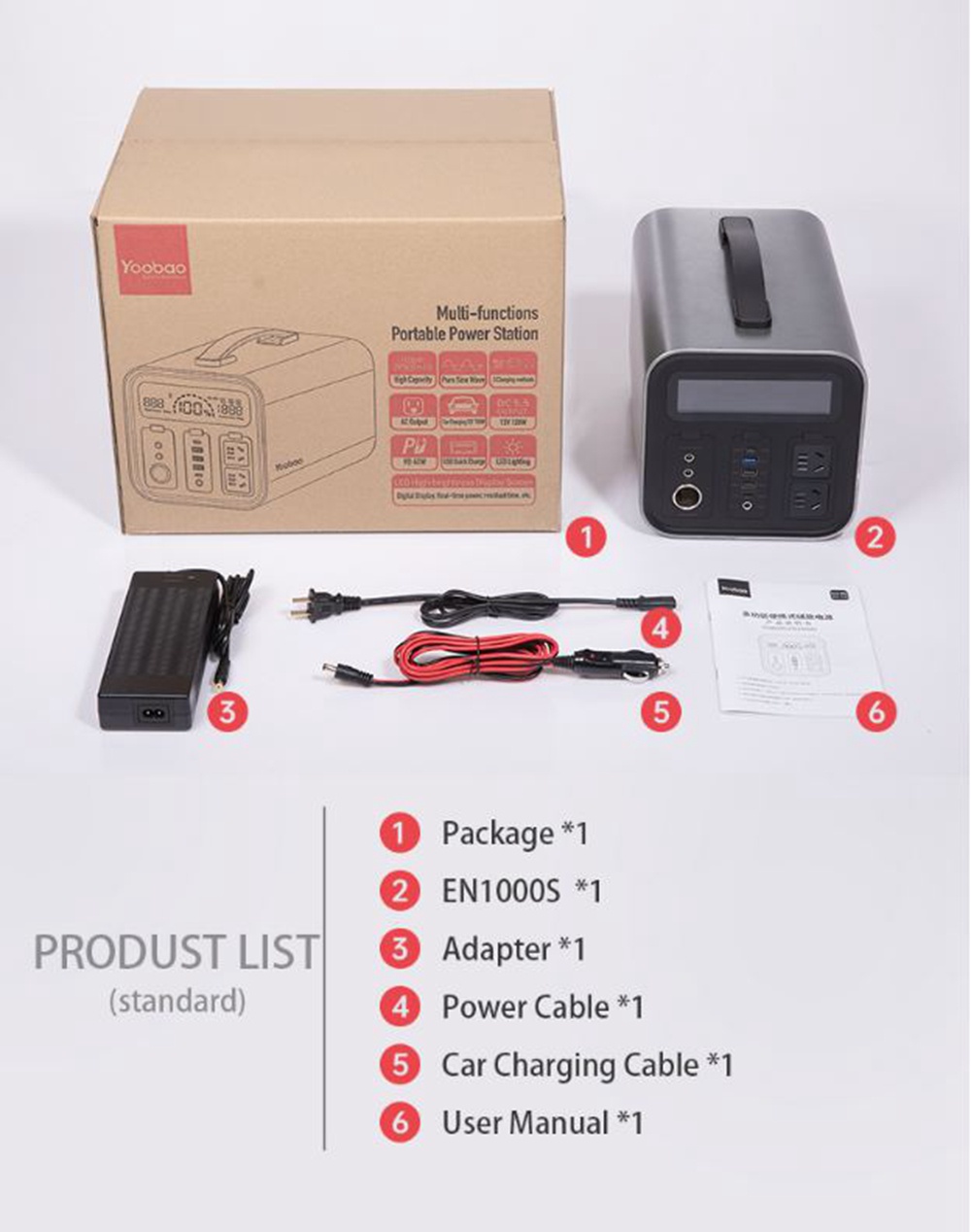 Yoobao EN1000S 220V 100OW 297600mAh High Capacity Output Pure Sine Wave ...