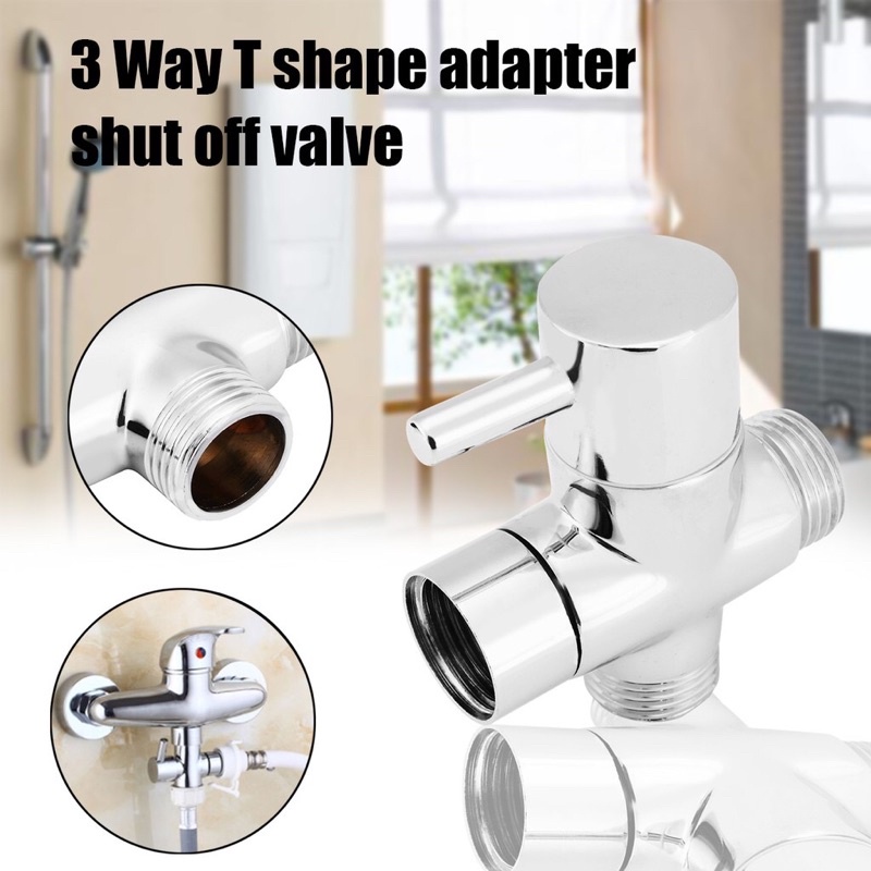 1/2 Bathroom Toilet T Adapter Switch Diverter Angle Valves Brass 3 Way ...