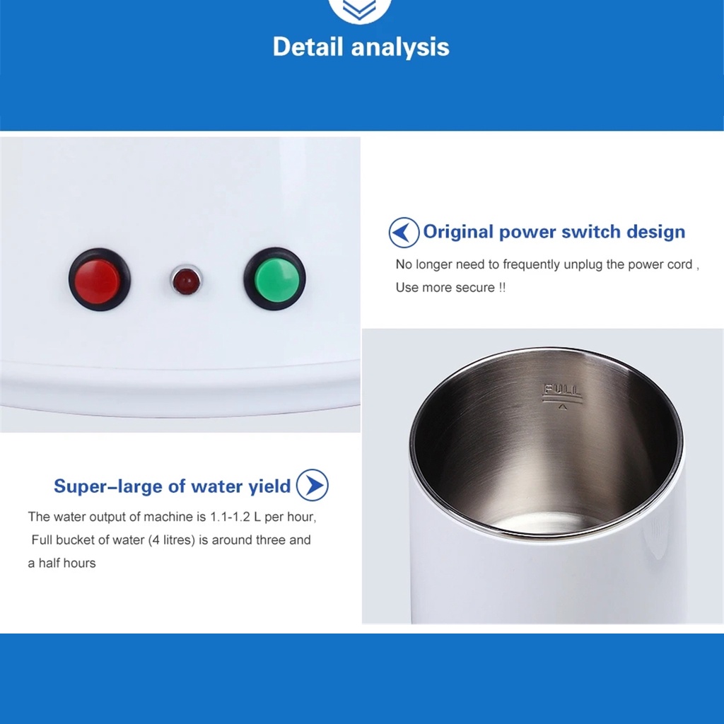 4L Household Pure Water Distiller Water Purifier Container Stainless Steel Water Filter Device ...