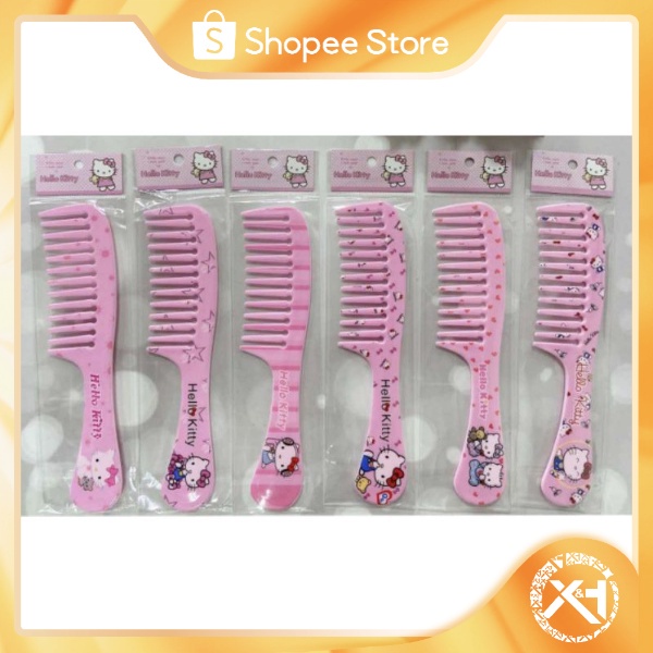 12PCS Pink Hello Kitty Wide Tooth Hair Straightening Comb Portable Comb ...