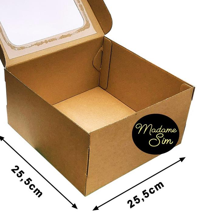 Cake BOX - CAKE BOX 25x25 x 12 CM - Brown + Window (Contents 10 PCS ...
