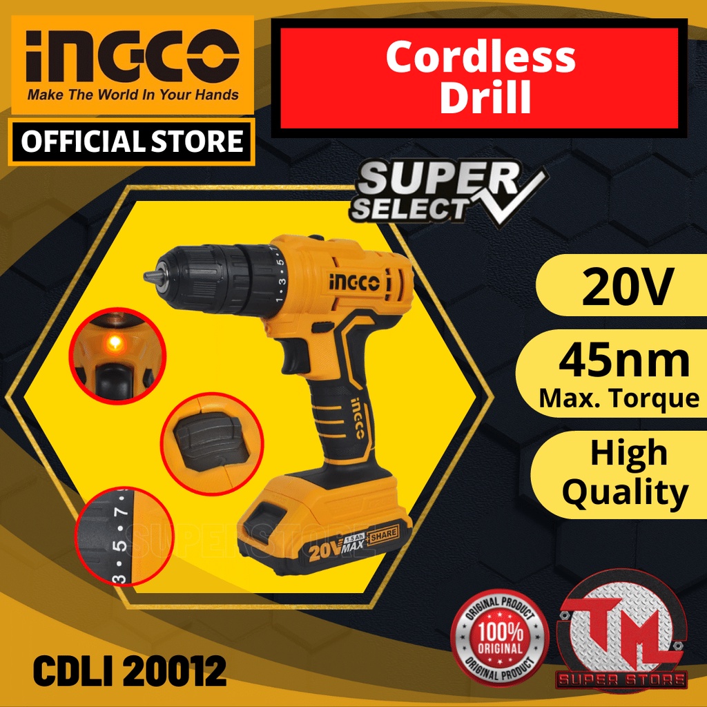 INGCO Cordless Drill 20V CDLI 20012 • Tm ss | Shopee Philippines