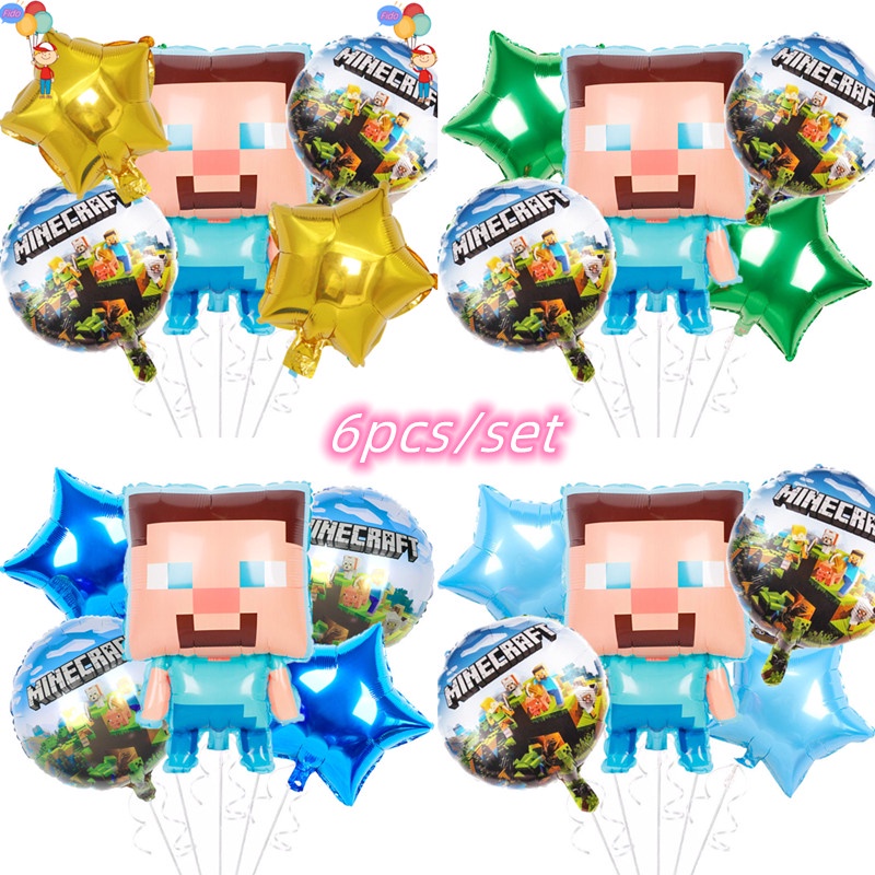 18-inch Minecraft Theme Balloon Set Creeper Surrounding Games Children ...