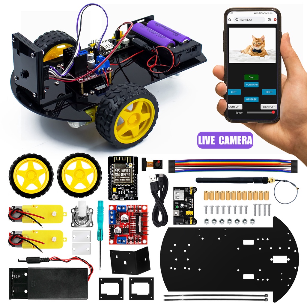 LAFVIN 2wd Smart Robot Car Kit With Wi-Fi Esp32 Camera Starter For Arduino Programming Stem ...