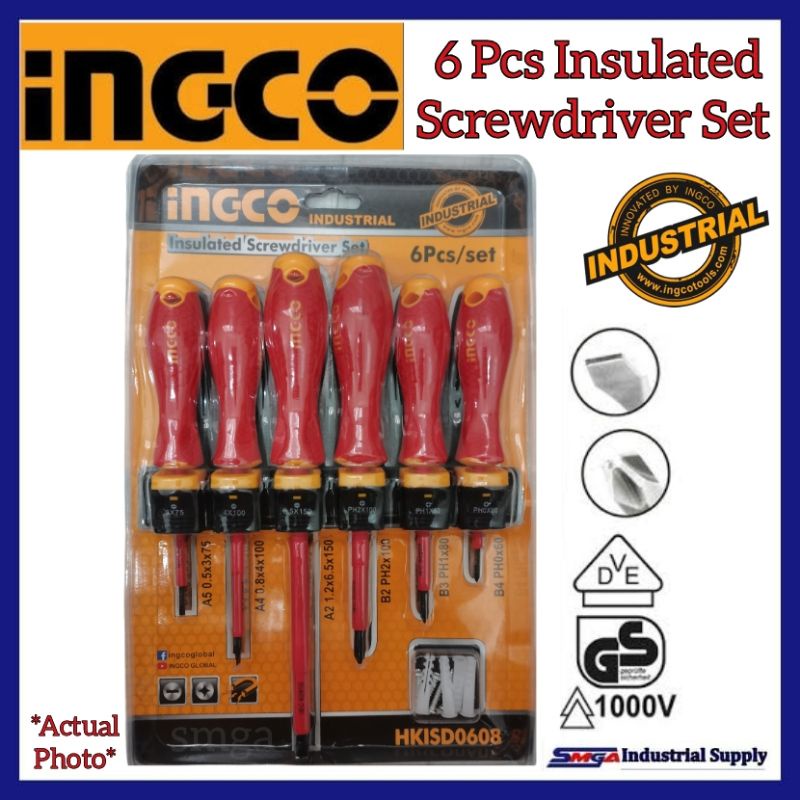 INGCO 6pcs Insulated Screwdriver Set (HKISD0608) | Shopee Philippines
