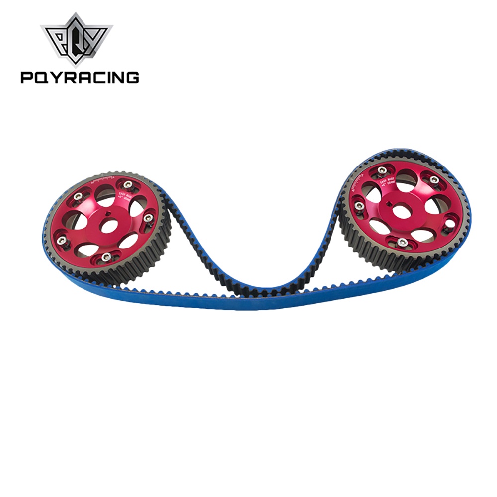 PQY - HNBR Racing Timing Belt BLUE + Aluminum Cam Gear Red FOR 2JZ-GE ...