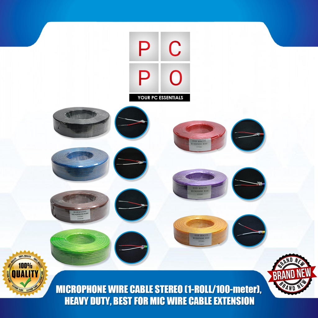 MICROPHONE WIRE CABLE STEREO (1-ROLL/100-meter), HEAVY DUTY, BEST FOR ...