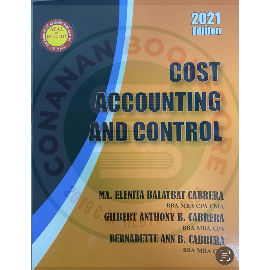 Cost Accounting & Control 2021 Edition by Ma. Elenita Cabrera | Shopee ...