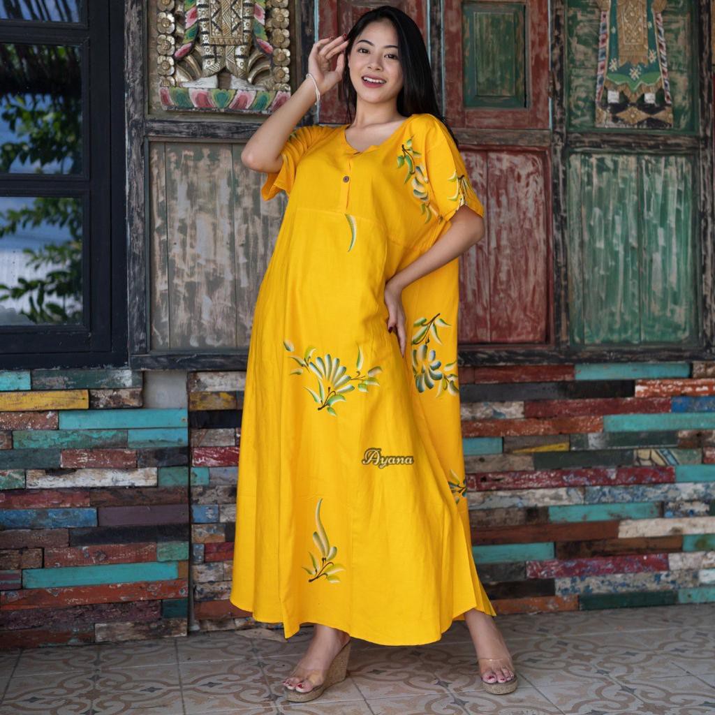 Jb - Long Painting DRESS PREMIUM Fabric (Select Colors) | Shopee ...