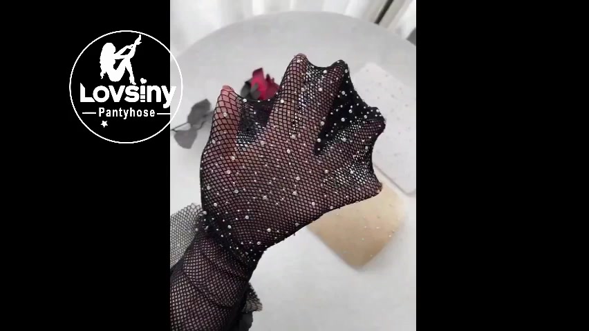 Rhinestone Mesh Stockings Black Stockings with Diamond Fishnet ...