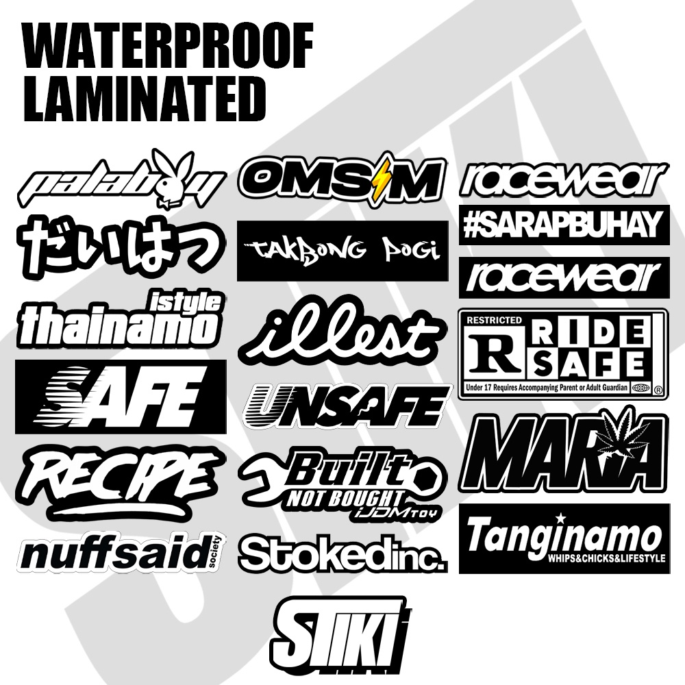 Black and White Set 1 Vinyl Sticker WATERPROOF | Shopee Philippines