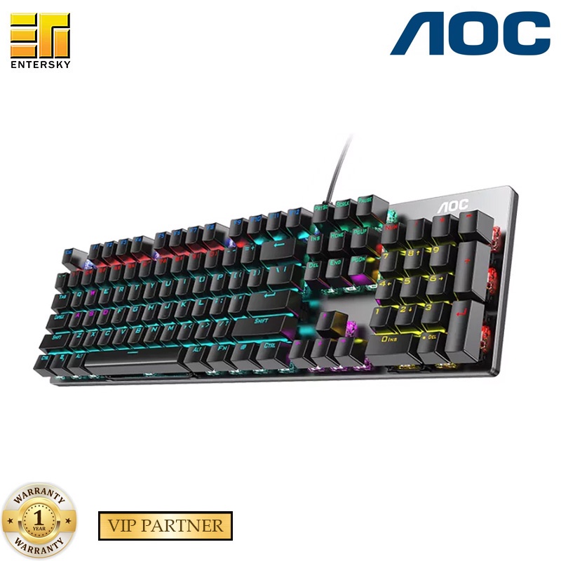 AOC GK410 Wired Mechanical Keyboard 104 keys Colorful Metal Keyboard ...