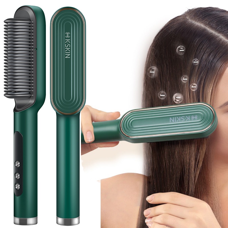 Hair Straightener Brush Anion Straightening Comb Electric Hair Iron Ion ...