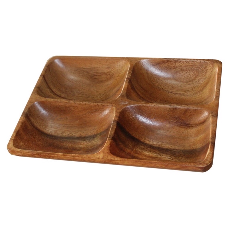 1 pc Rectangular Wooden Plate w/ 4 Compartment 1x7.5x10.5 inches - Food ...