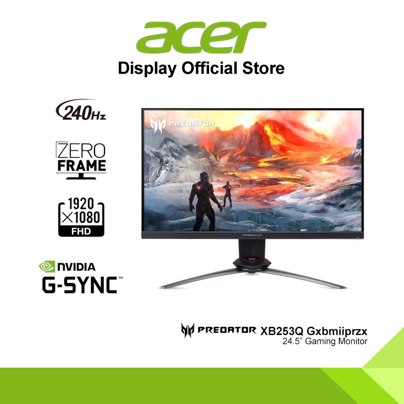 Acer Predator 24.5” Gaming Monitor XB253Q Gxbmiiprzx (GSync, DP/HDMI ...