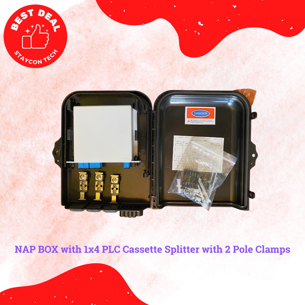 NAP Box with 1x4 Splitter with Two Stainless Pole Clamps | Shopee ...