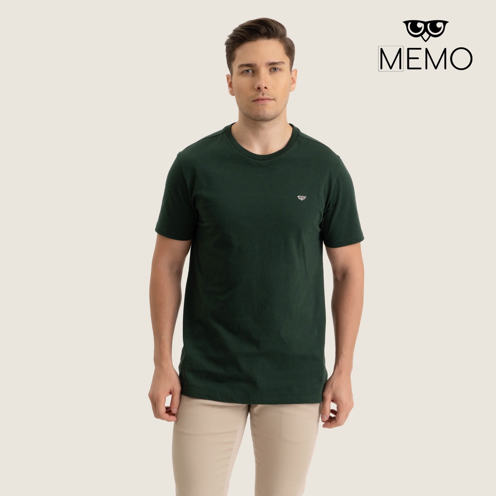 Memo Basic Crew Neck T-Shirt For Men (Forest Green) | Shopee Philippines