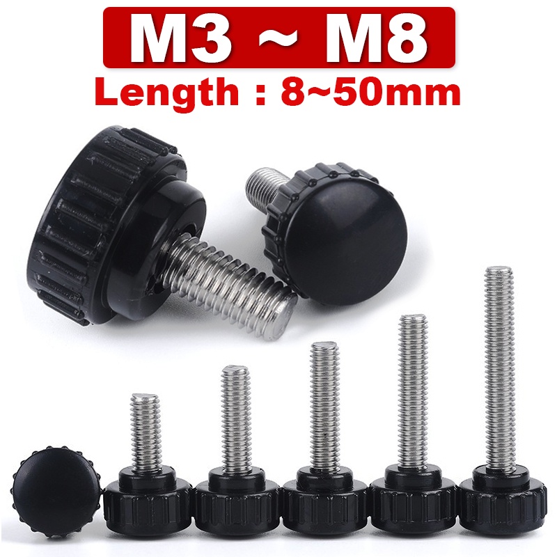 Round Head Handle Hand Screw Round Knurled Rubber Thumb Screw Plastic ...