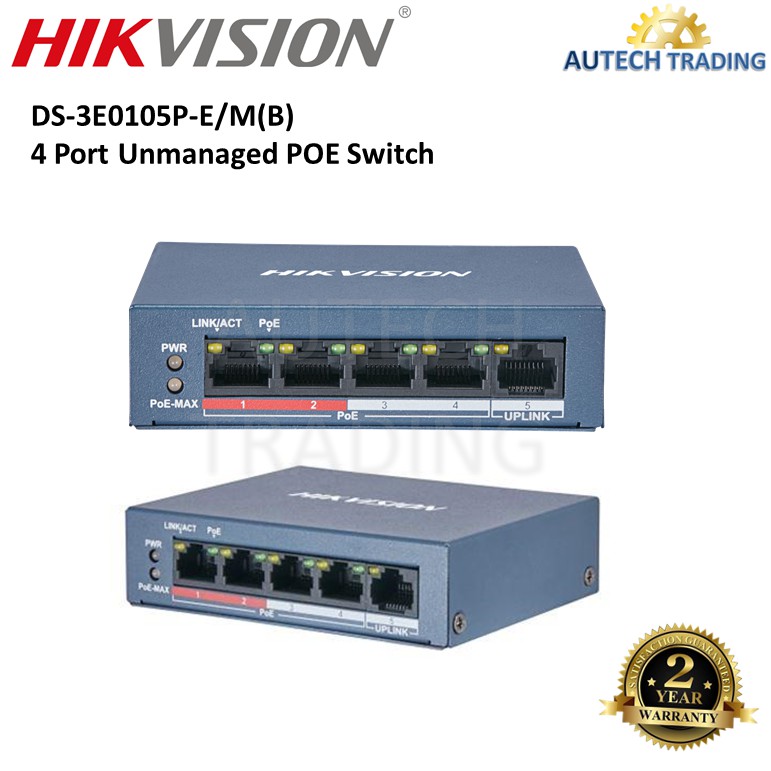 HIKVISION DS-3E0106P-E/M 4 Port Unmanaged POE Switch layer 2 100M L2 ...