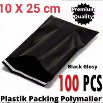 Plastic Packing Polymailer Glue Black Glossy 10x25cm Contents 100pcs | Shopee Philippines