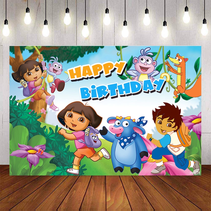 Dora the Explorer Backdrops Cartoon Children Birthday Party Photography ...